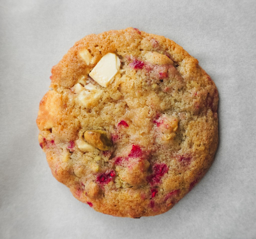 Raspberry and Pistachio White Chocolate Cookies – Break or Bake