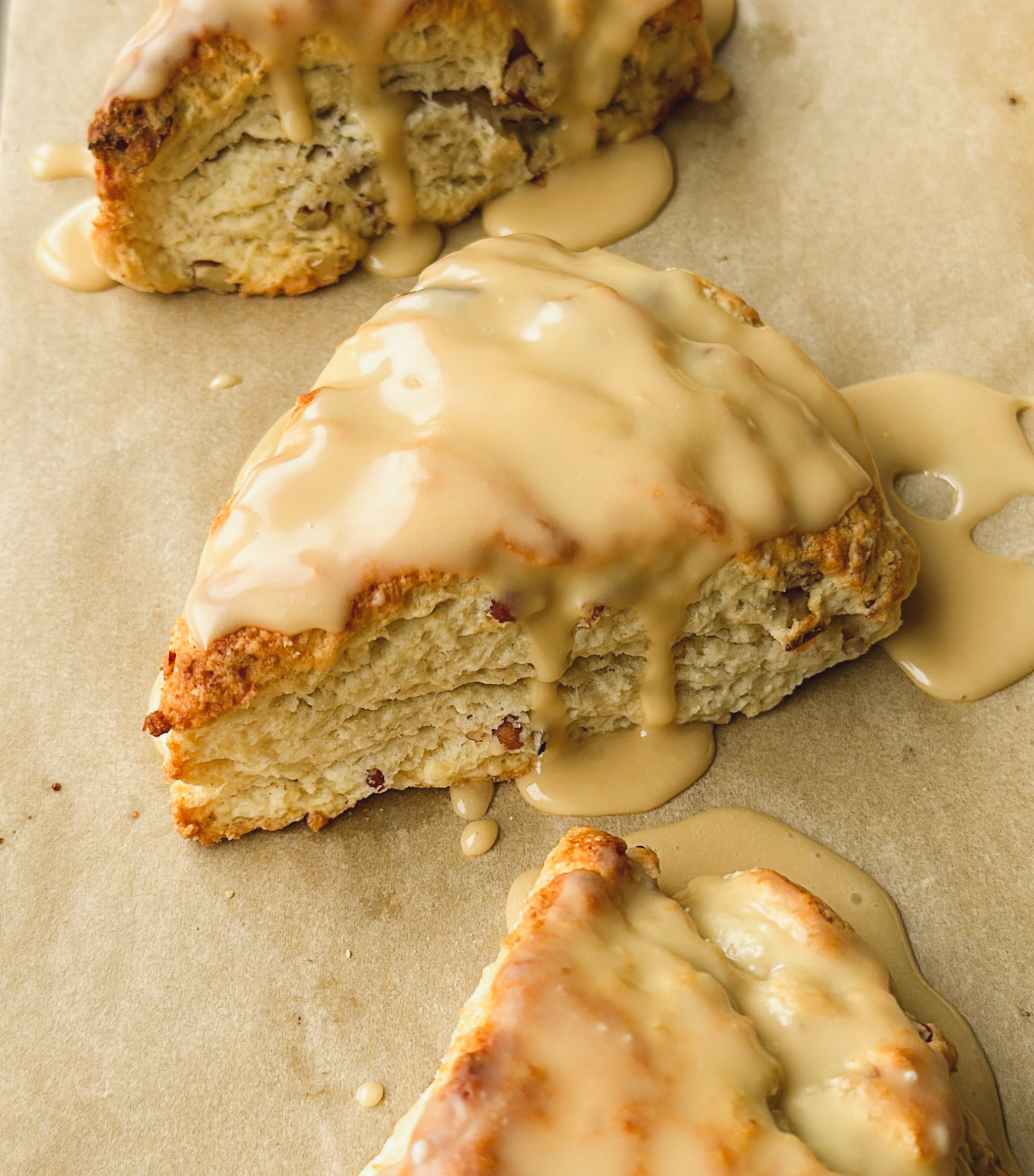Pecan Scones with Maple Glaze – Break or Bake